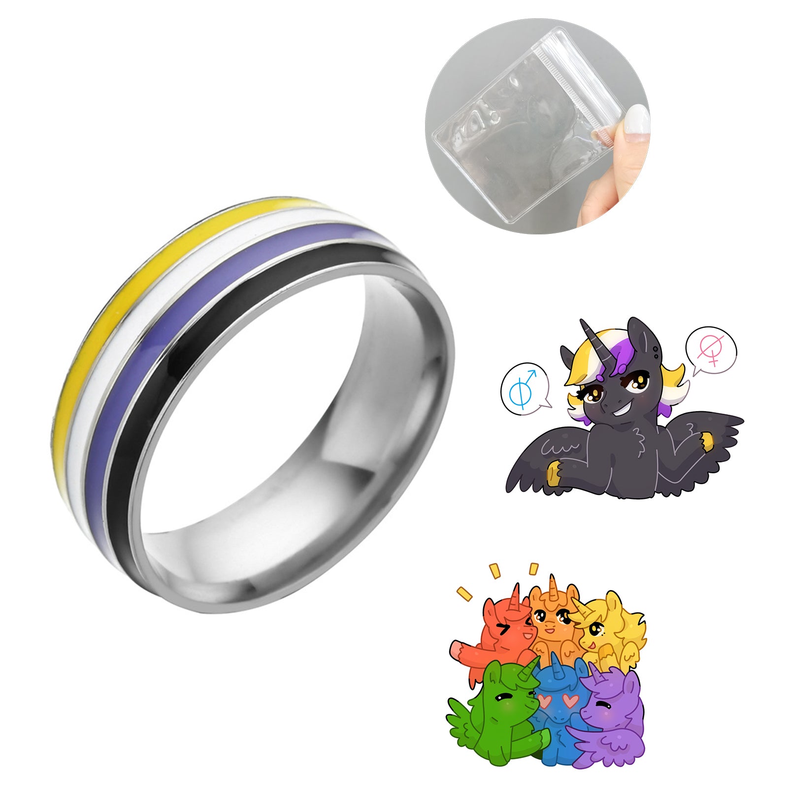 Nonbinary Ring, Non Pride Stainless Steel Ring, Size 6-13 – LGBT Unicorns