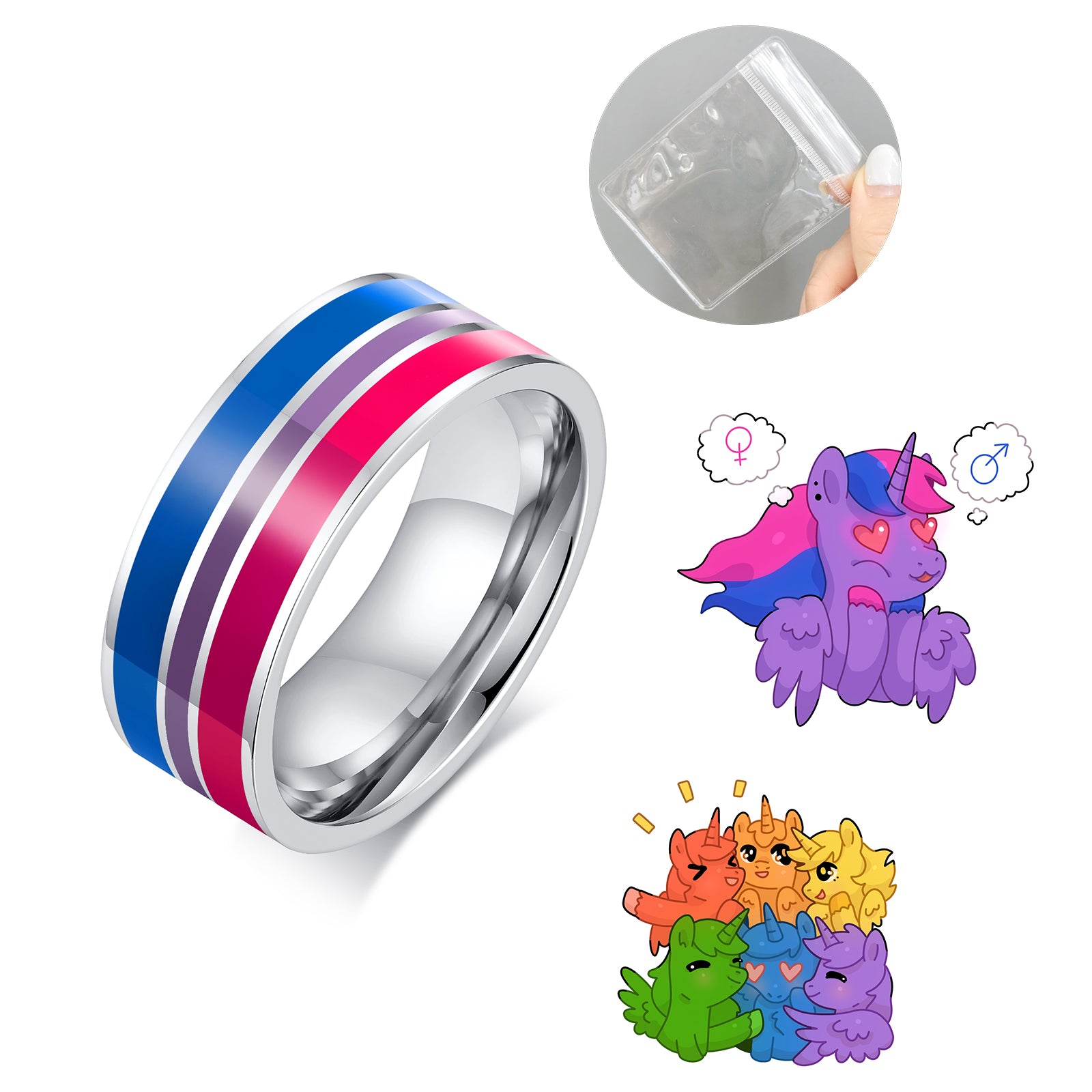 Bisexual Ring, Bi Pride Stainless Steel Ring, Size 6-13 – LGBT Unicorns